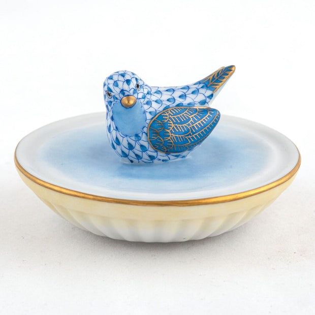 Herend Bird in Bird Bath Figurine | Fine Decor Direct