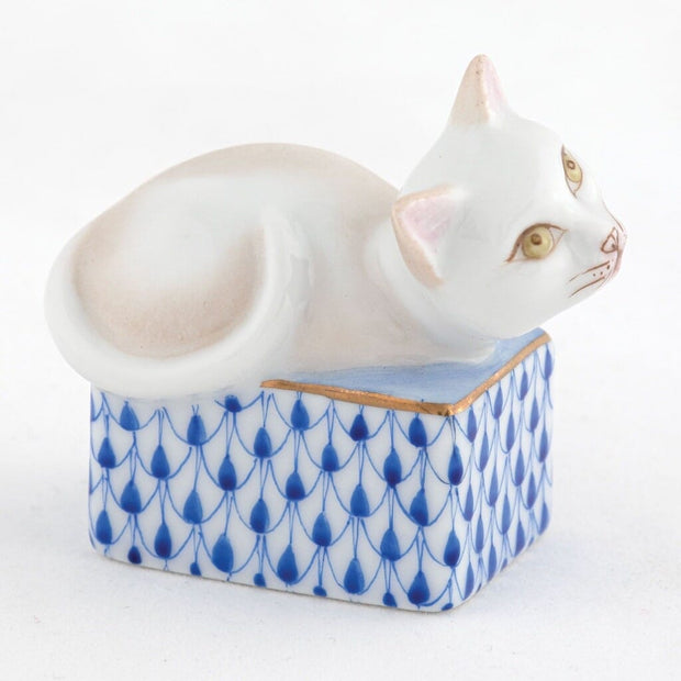 Herend Cat In Box Figurine | Fine Decor Direct