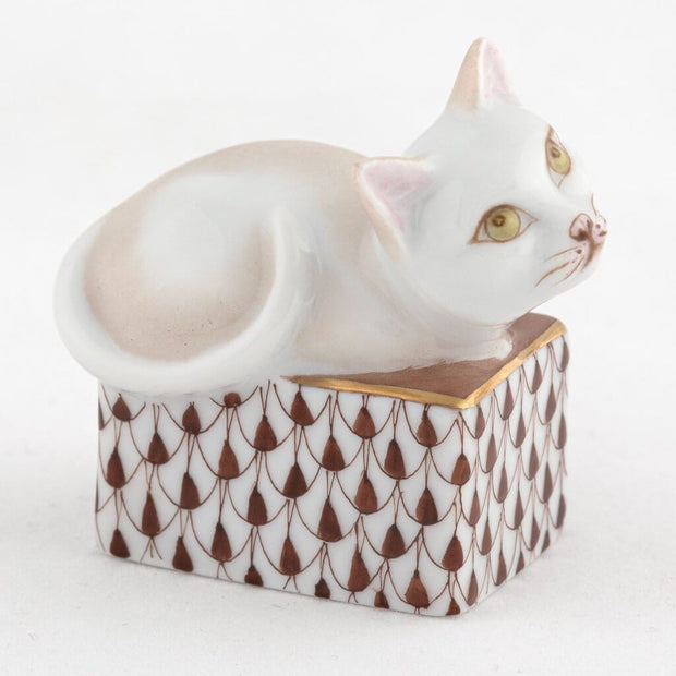 Herend Cat In Box Figurine | Fine Decor Direct