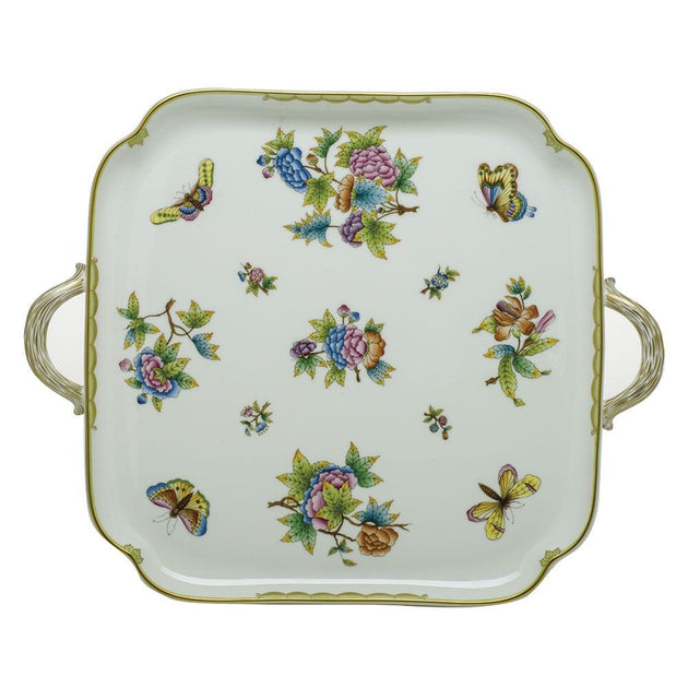 Herend Queen Victoria Square Tray With Handles | Fine Decor Direct