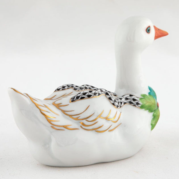 Herend Christmas Goose Figurine | Fine Decor Direct