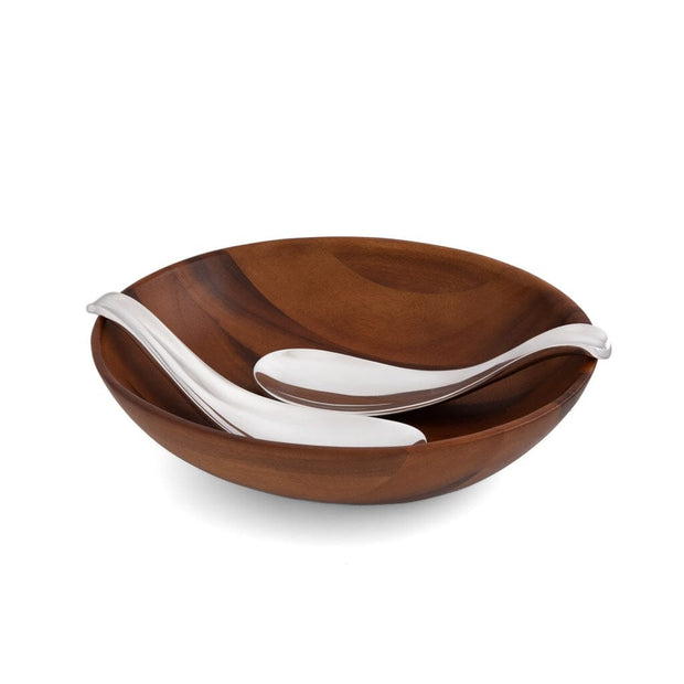 Nambe Yin Yang Salad Bowl With Servers | Fine Decor Direct