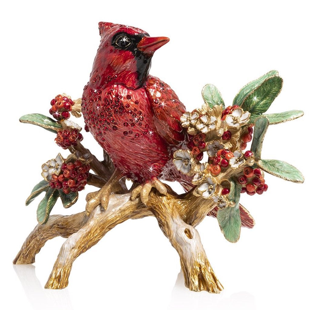 Jay Strongwater Red Cardinal on Branch Figurine – Fine Decor Direct